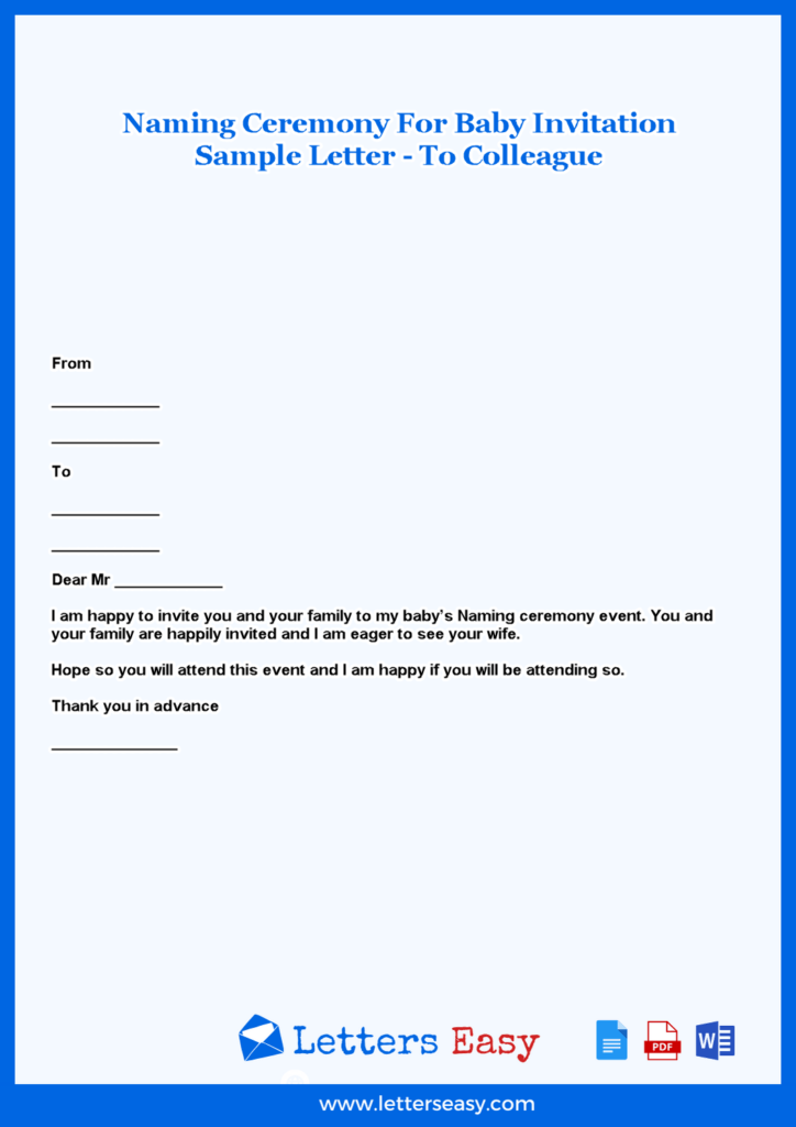 10+ Baby Naming Ceremony Invitation Letter - Email Format - Letters Easy