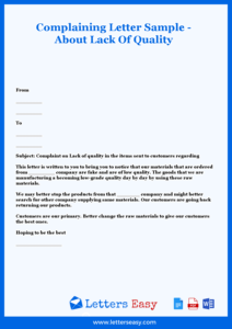 15+ Complaint Letter Format - Words to Write, Examples - Letters Easy