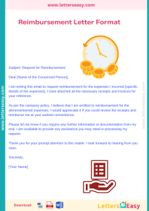 15+ Reimbursement Letter Format, Templates, Email Ideas - Letters Easy
