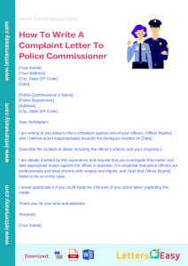 How to Write a Complaint Letter to Police Commissioner - 17+ Samples ...