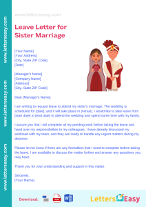 Leave Letter for Sister Marriage - 15+ Sample Templates, Key Points ...