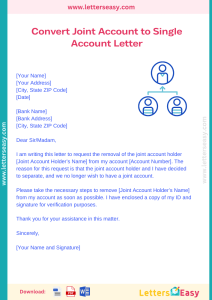 Convert Joint Account to Single Account Letter Format - 13+ Examples ...