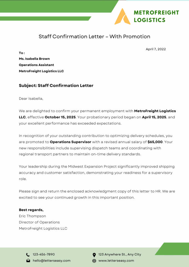 25+ Staff Confirmation Letter Examples, Sample Templates, Format & How ...