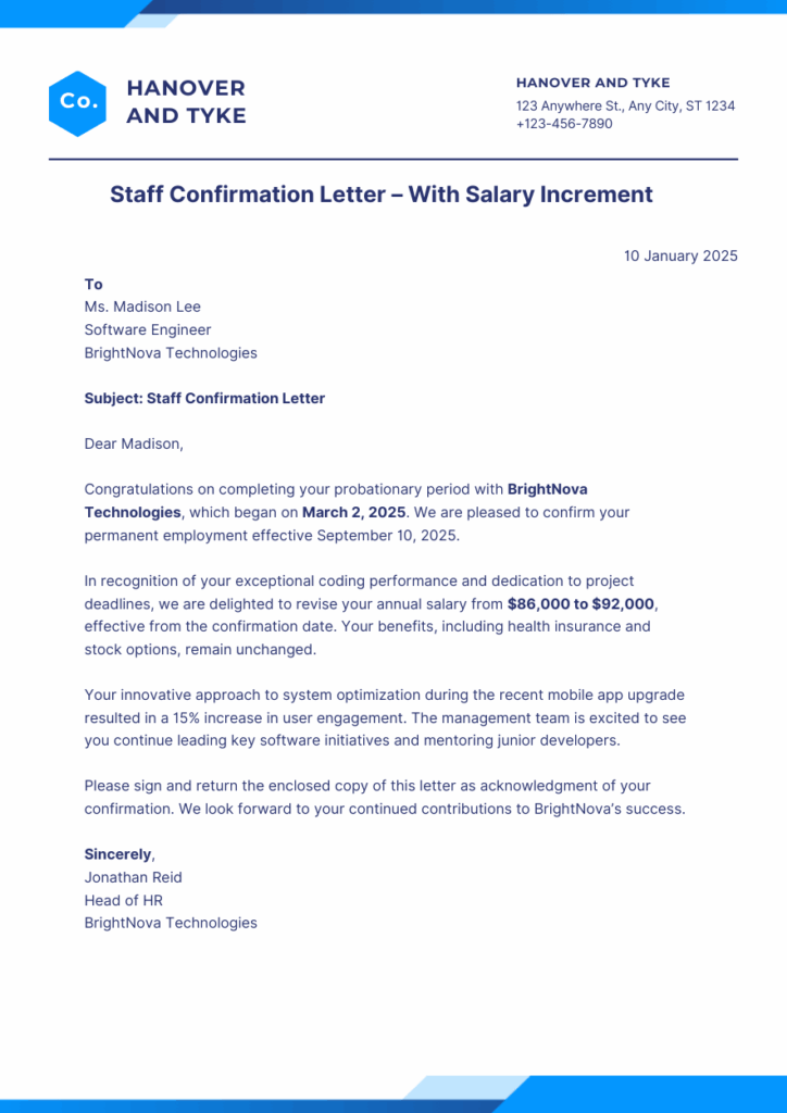 25+ Staff Confirmation Letter Examples, Sample Templates, Format & How ...